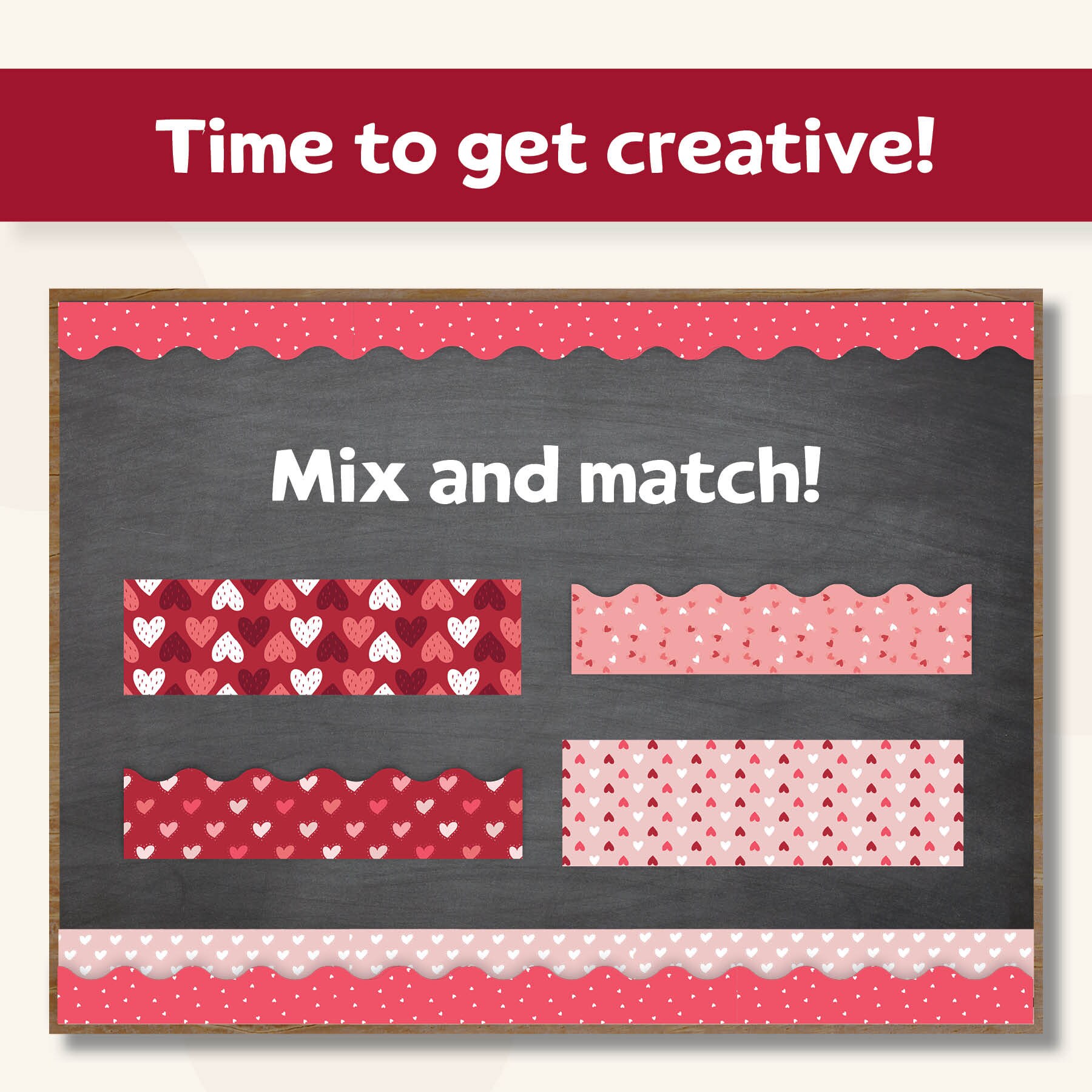 Valentines Classroom Bulletin Board Border Set, Heart Valentine ...