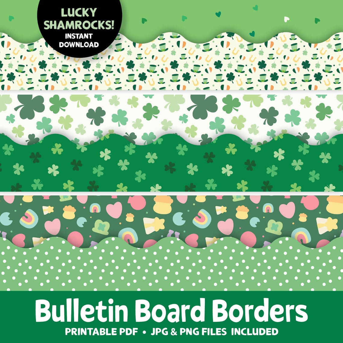 St Patricks Day Bulletin Board Border Set, March Bulletin Border, Irish ...