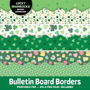 St Patricks Day Bulletin Board Border Set, March Bulletin Border, Irish ...