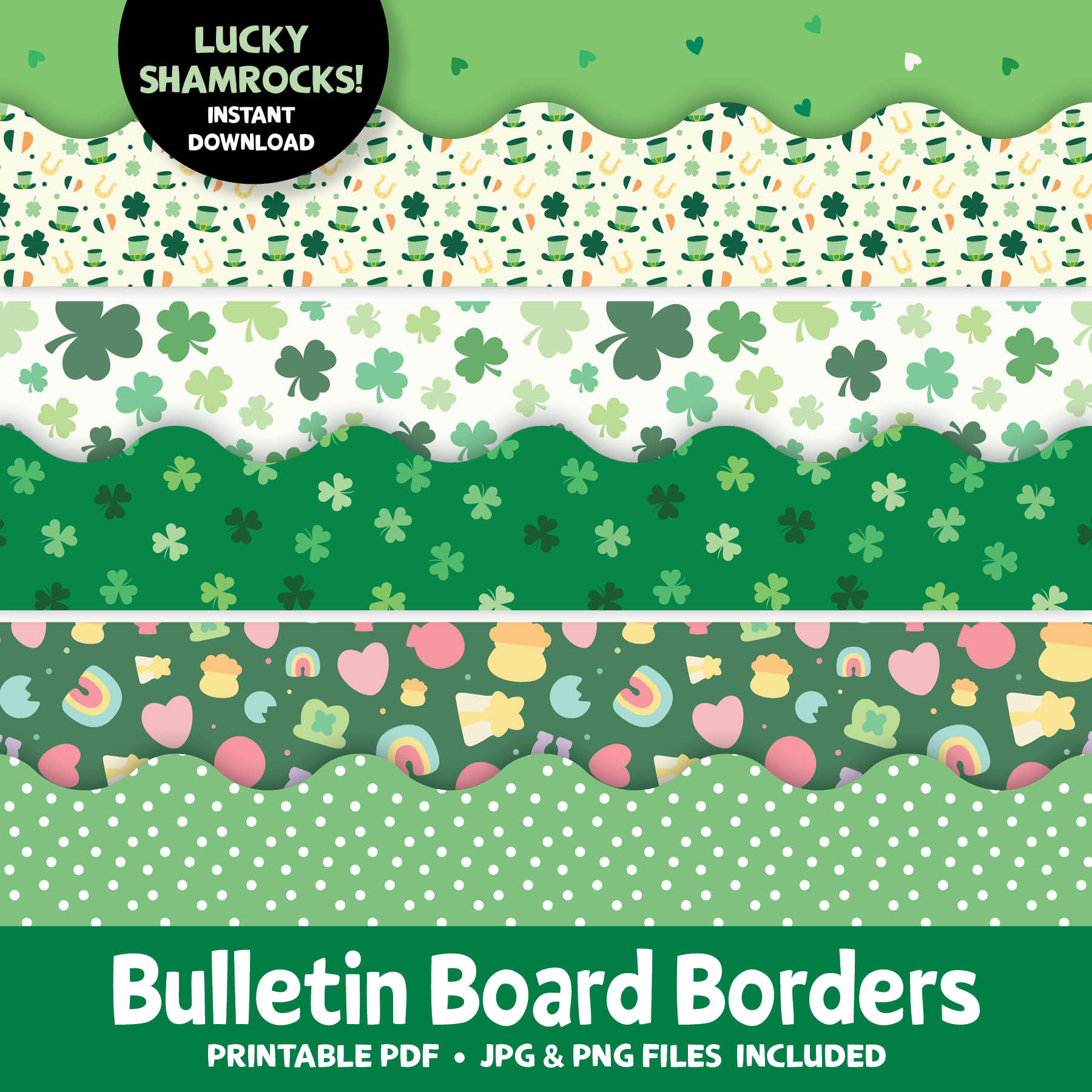 St Patricks Day Bulletin Board Border Set, Luck Charms Bulletin Board ...