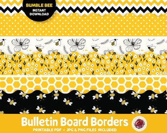 Bumble Bee Collection | Bulletin Board Borders Digital Download - Etsy ...
