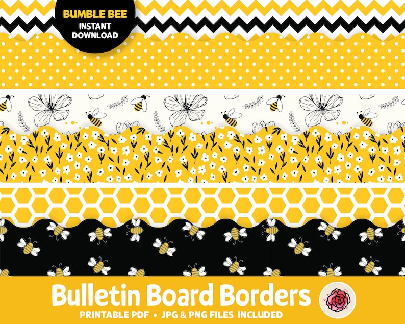 Spring Classroom Bulletin Board Border Set, Bumble Bee Bulletin Border ...