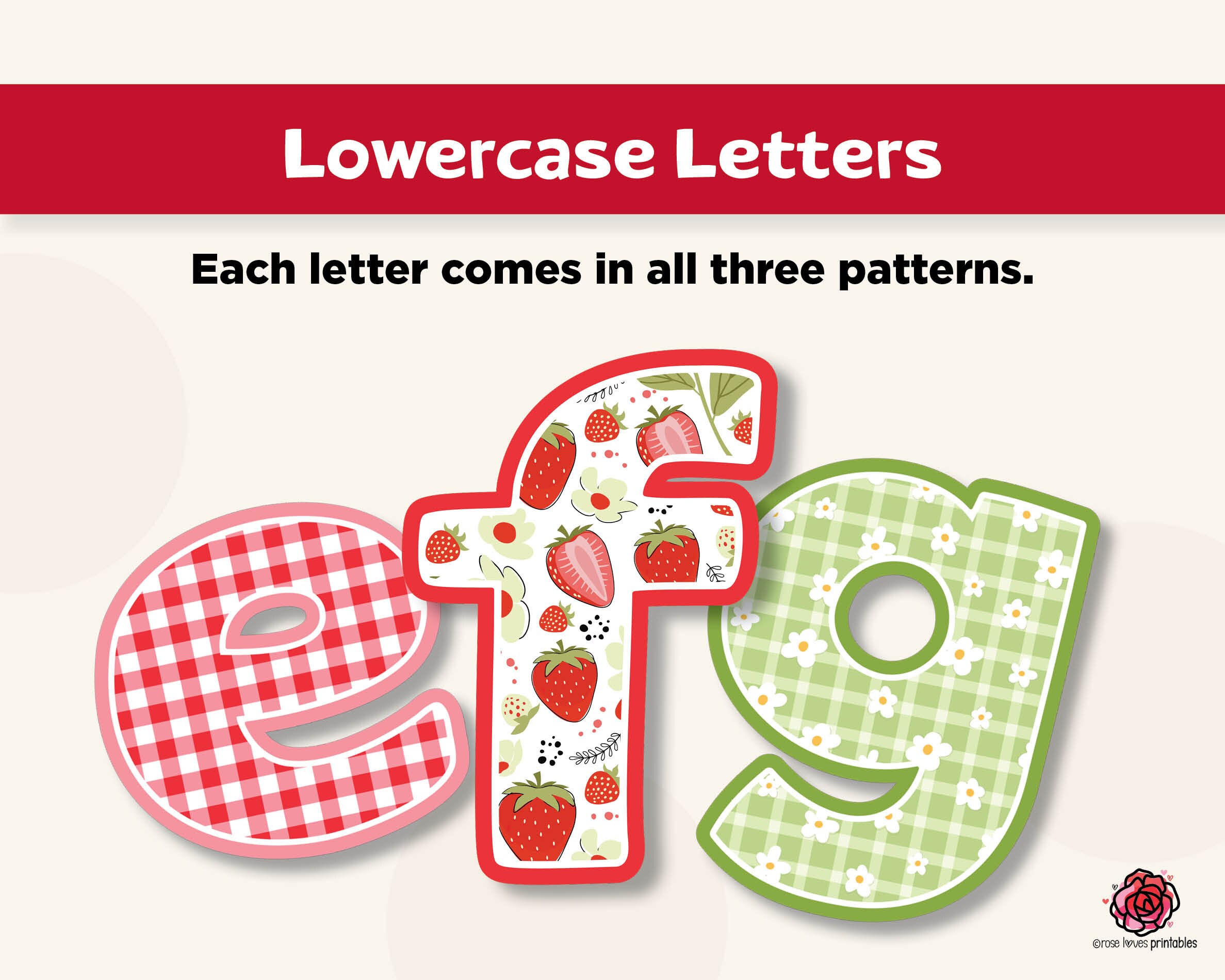 Strawberry Bulletin Board Letters, Strawberry Printable Letters for ...