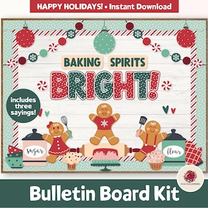 Christmas Bulletin Board Kit, Gingerbread Bulletin Board, Printable ...