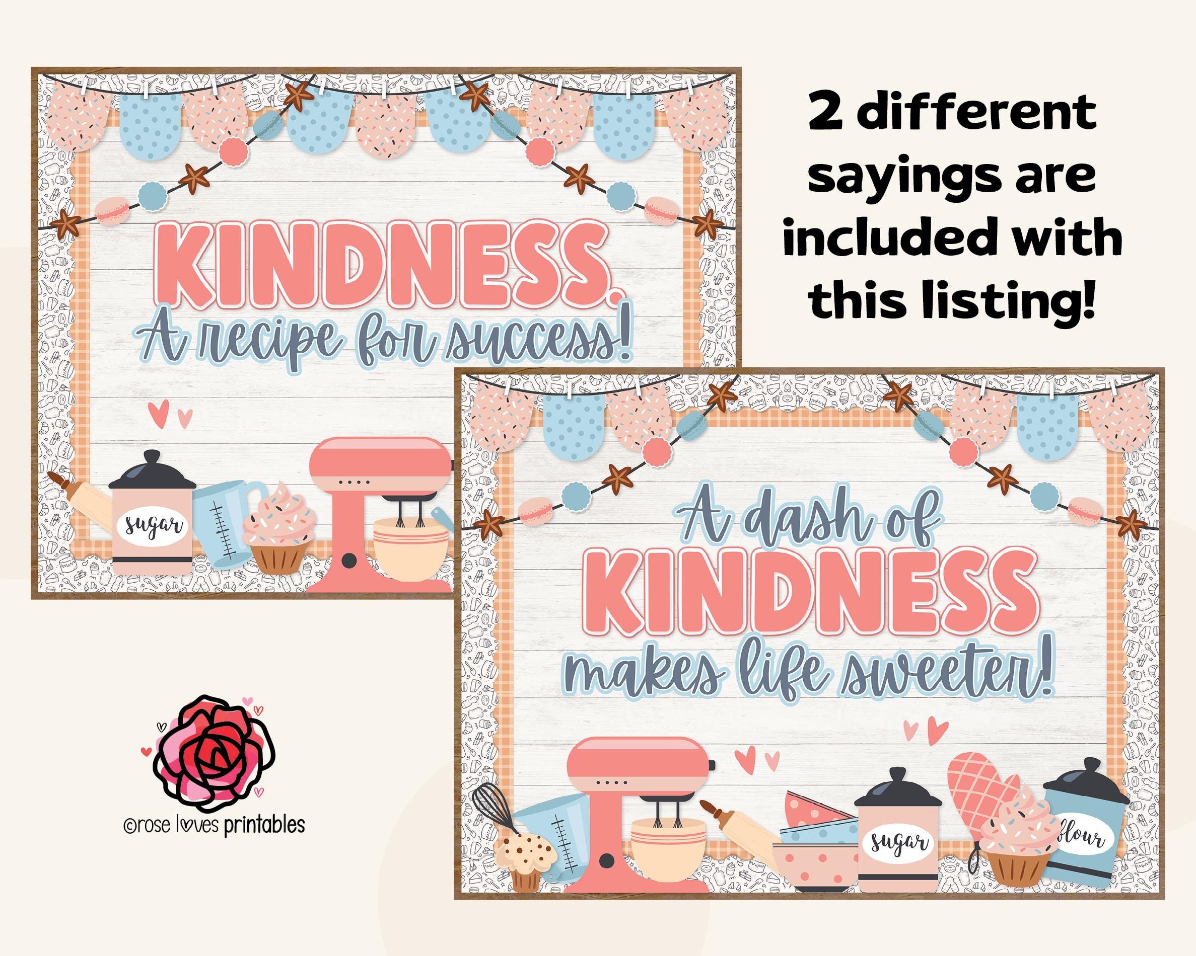 Kindness Bulletin Board Kit, Printable Bulletin Board Baking Theme ...