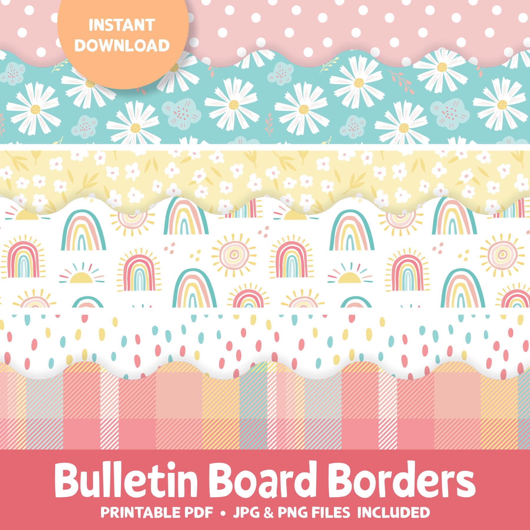 Spring Bulletin Board Border Kit, Easter Bulletin Border, April Spring ...