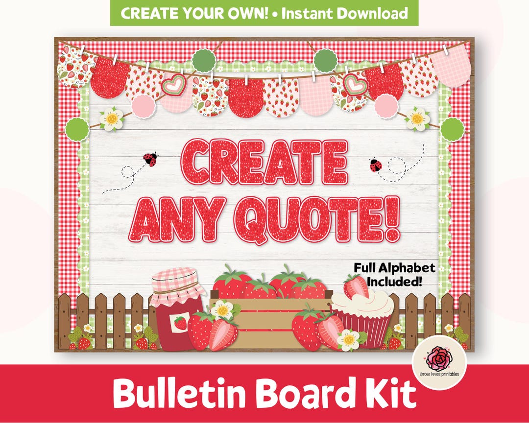 Strawberry Bulletin Board Kit for Spring or Summer Classroom, Custom ...