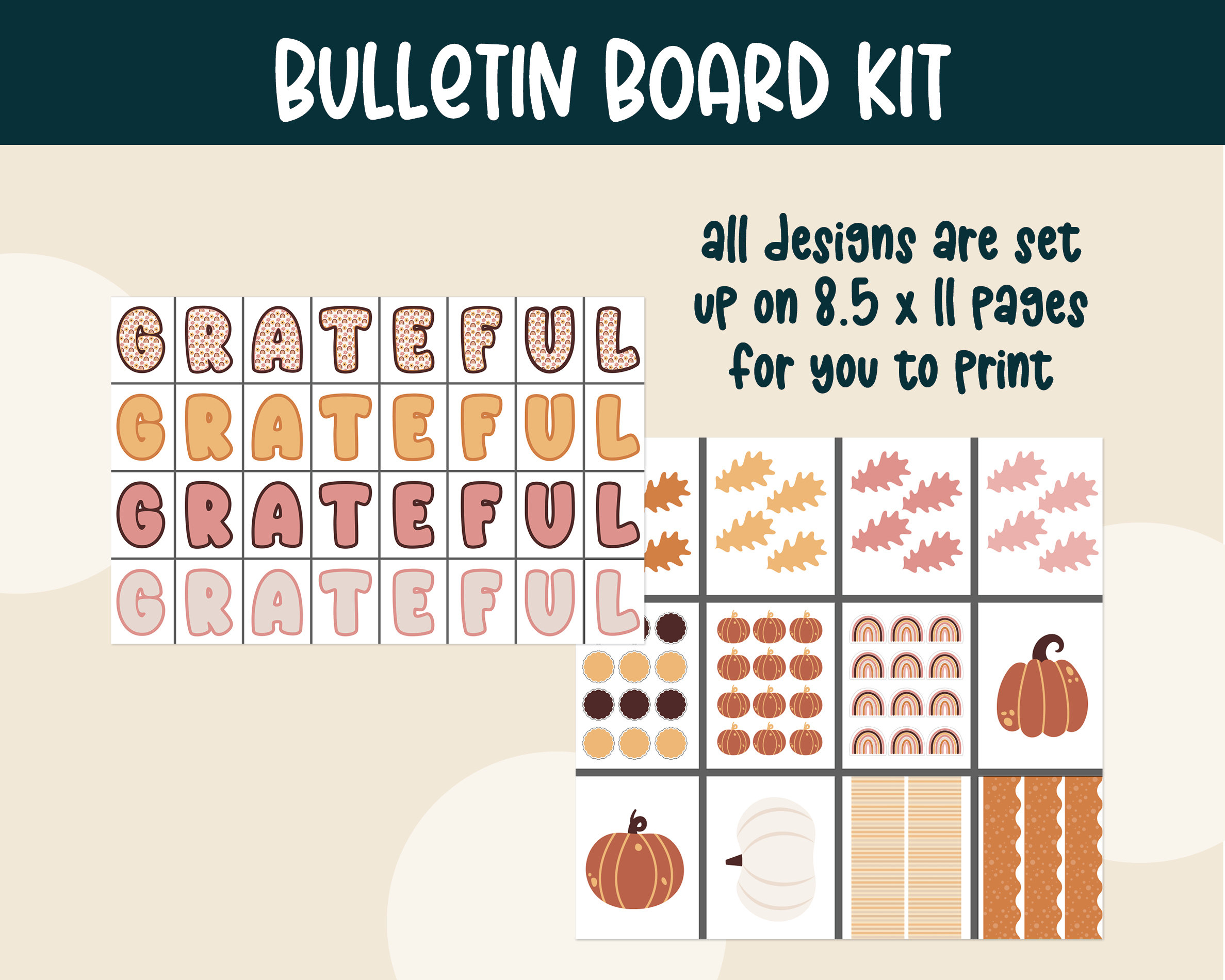 Fall Themed Printable Bulletin Board Kit or Classroom Door Decor ...