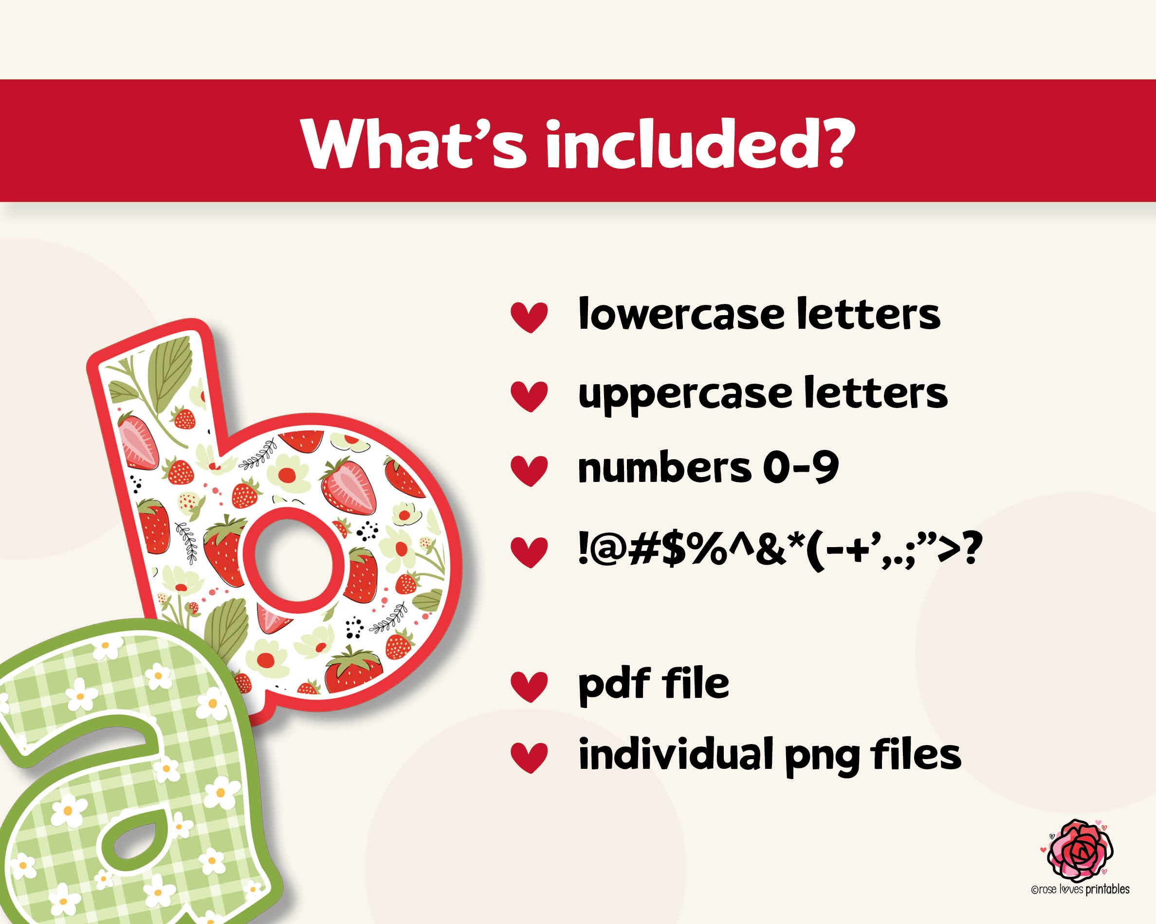 Strawberry Bulletin Board Letters, Strawberry Printable Letters for ...