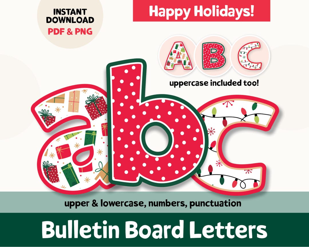 Christmas Bulletin Board Letters: Printable Alphabet Decor (digital ...