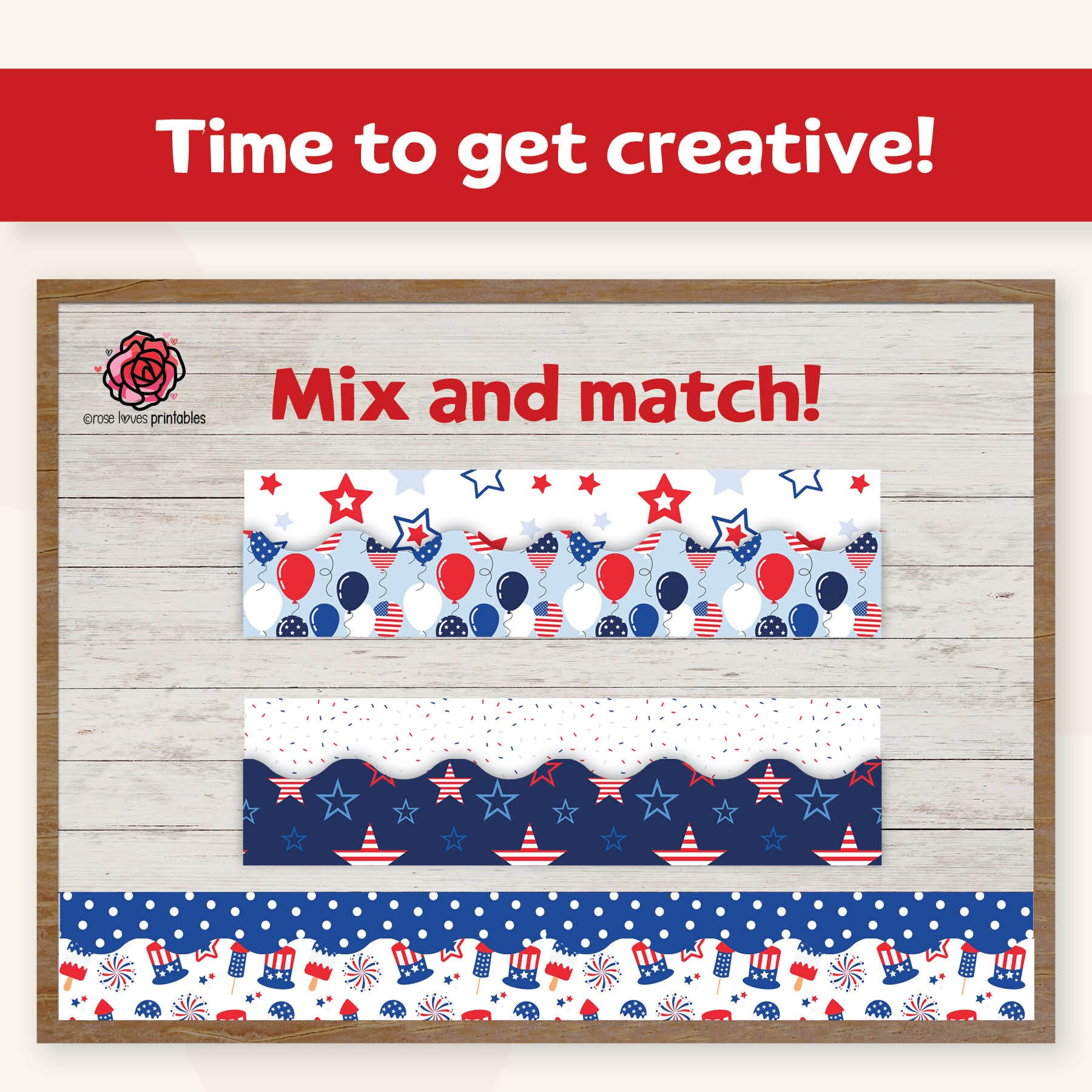 4th of July Bulletin Board Border, Printable Border for Classroom Decor ...