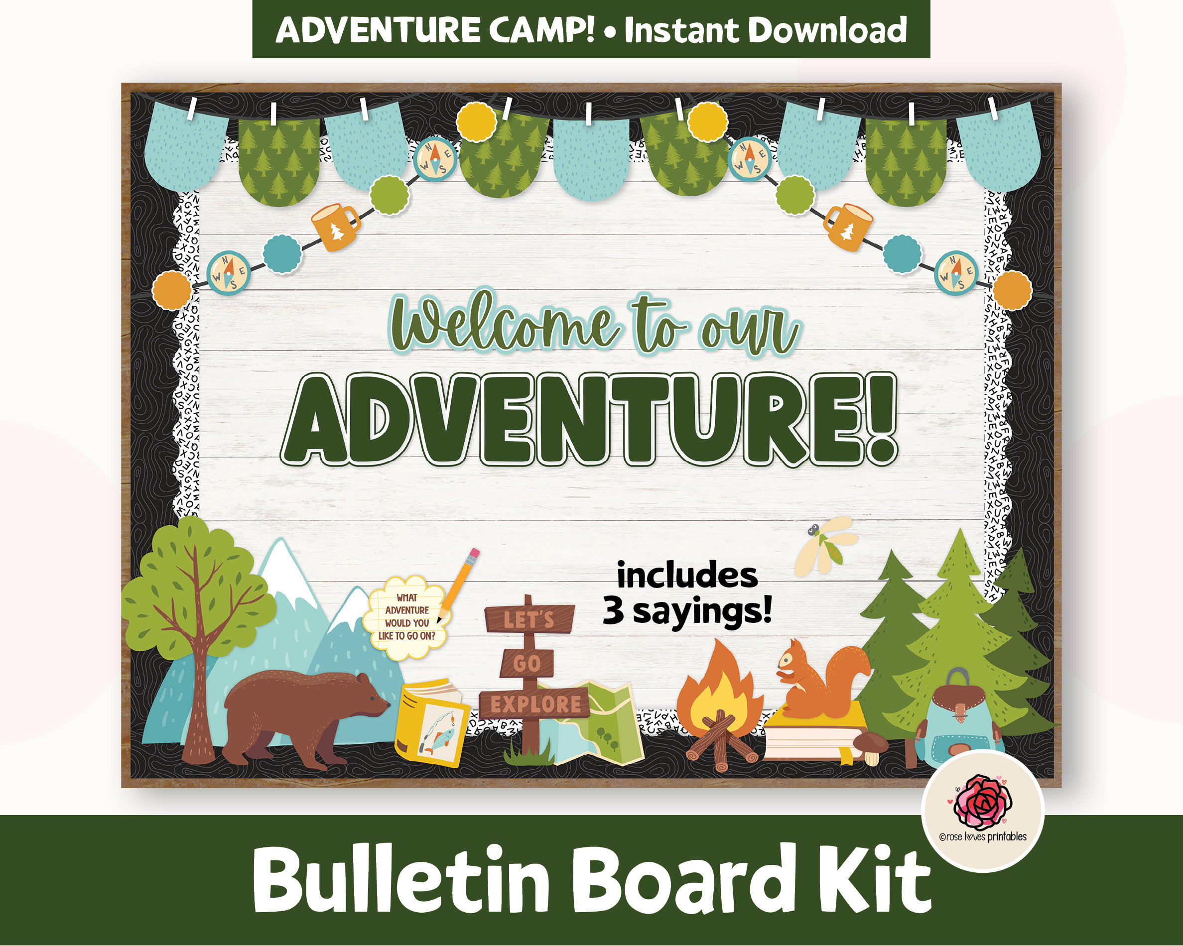 Adventure Bulletin Board Kit, Welcome Back Printable Bulletin Board for ...