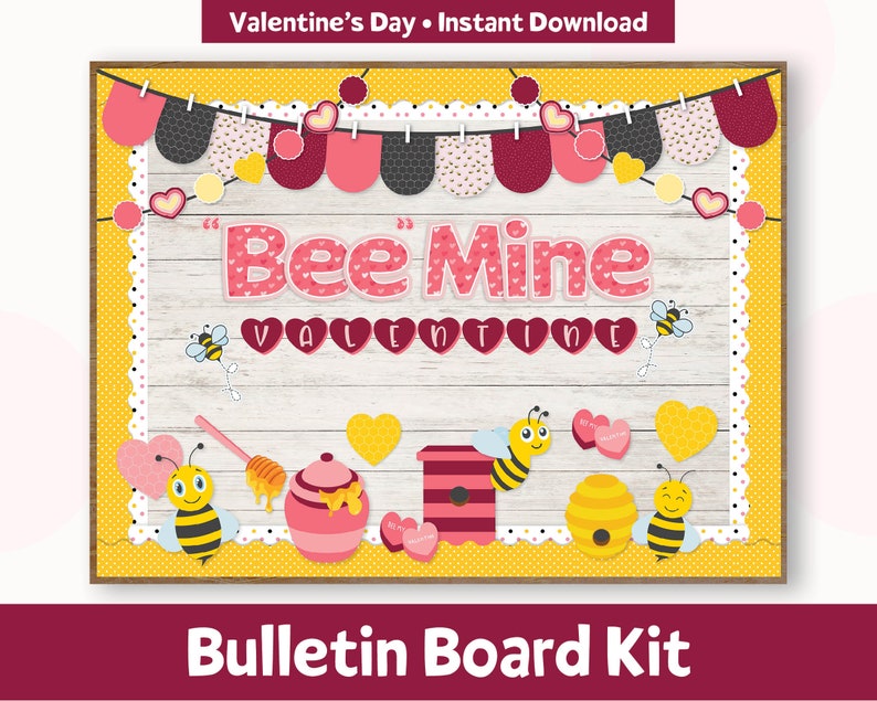 Valentines Bulletin Board Kit, February Bulletin Board, Printable ...