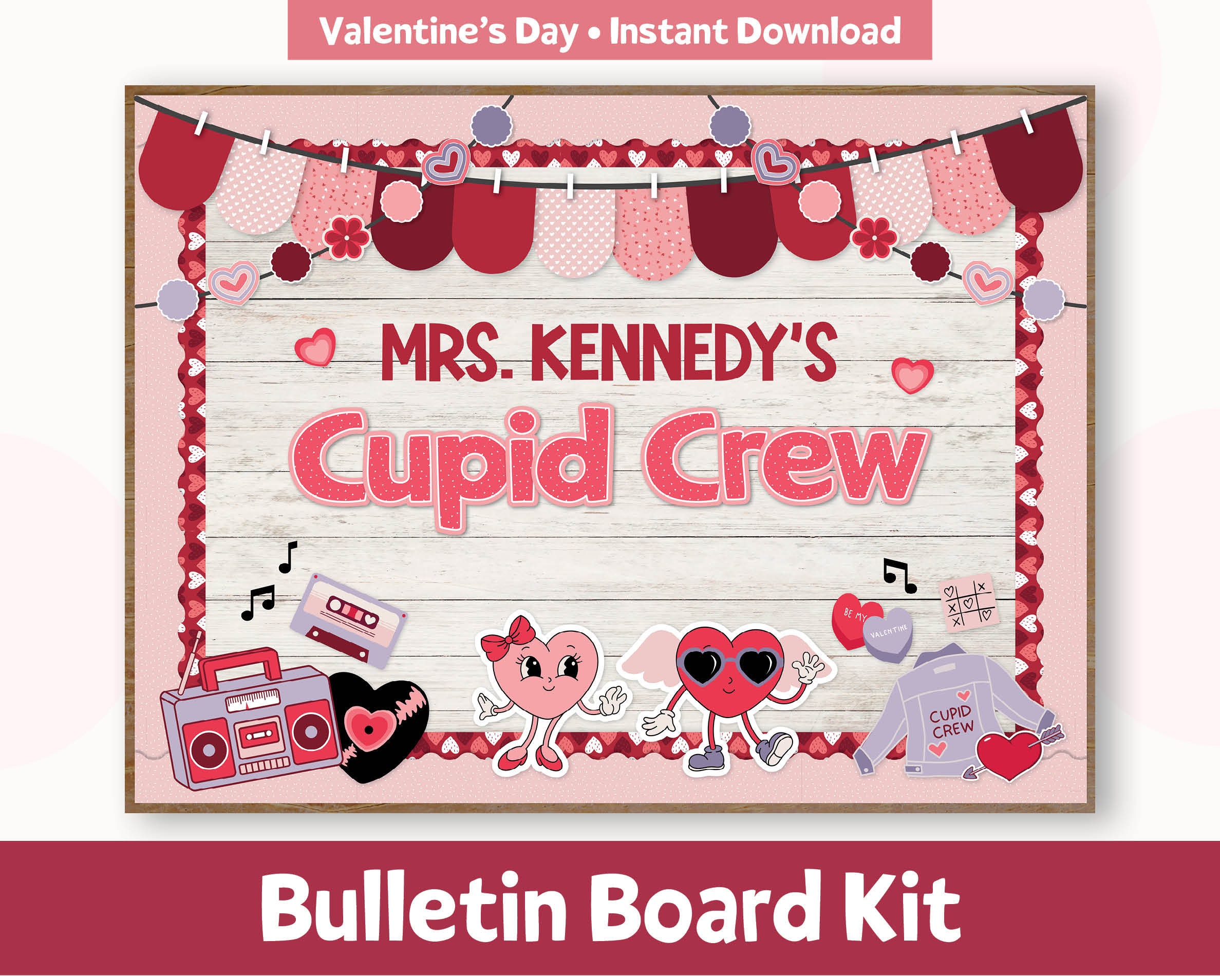 Valentines Bulletin Board Kit, February Bulletin Board, Printable ...
