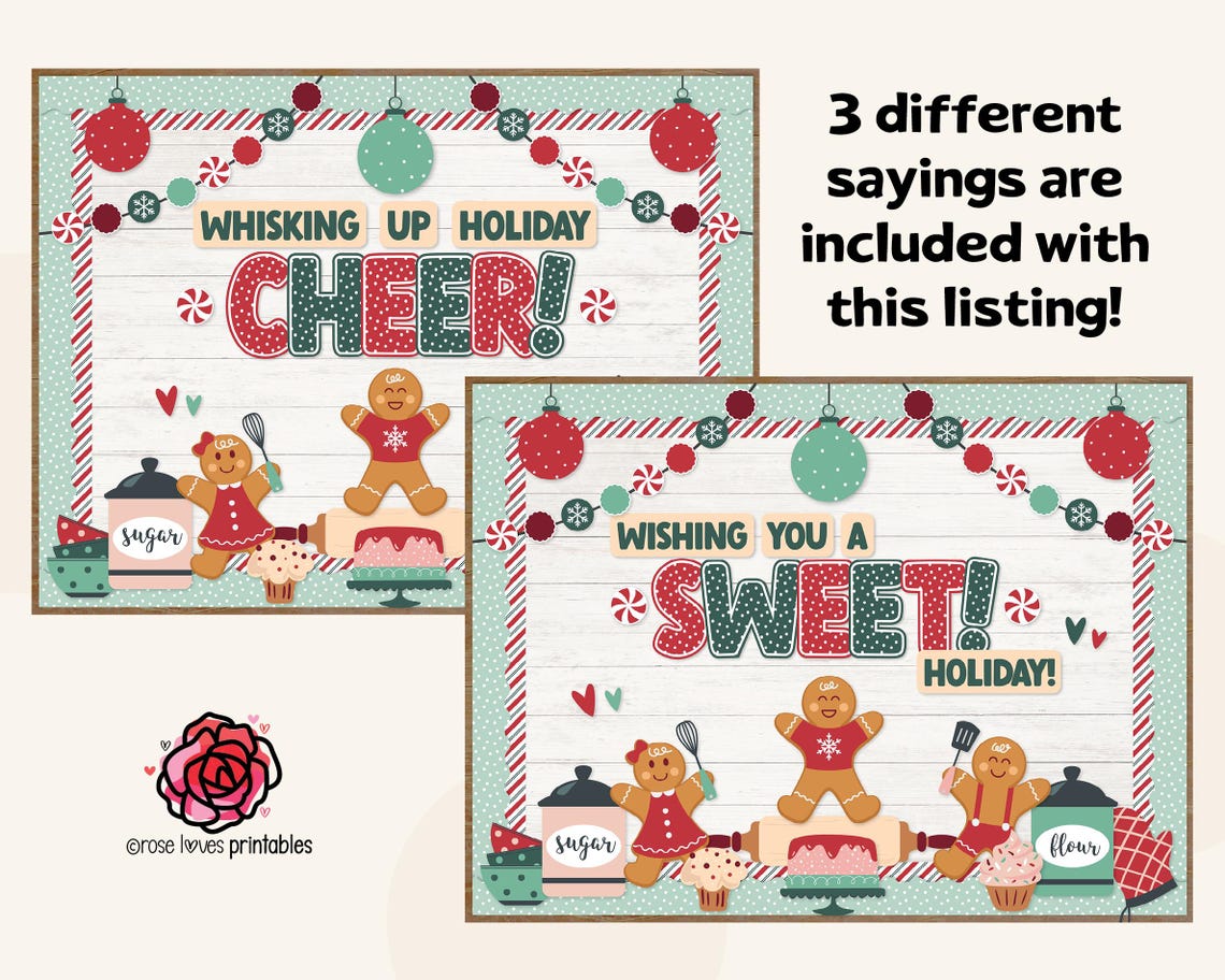 Christmas Bulletin Board Kit, Gingerbread Bulletin Board, Printable ...