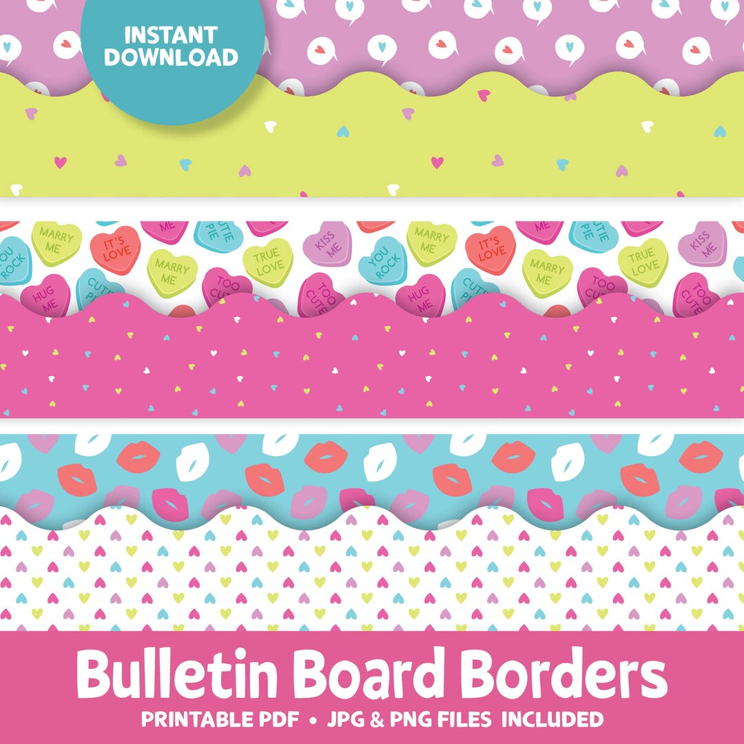 Retro Valentine Bulletin Board Border Set: Pink Classroom Decor (PDF ...