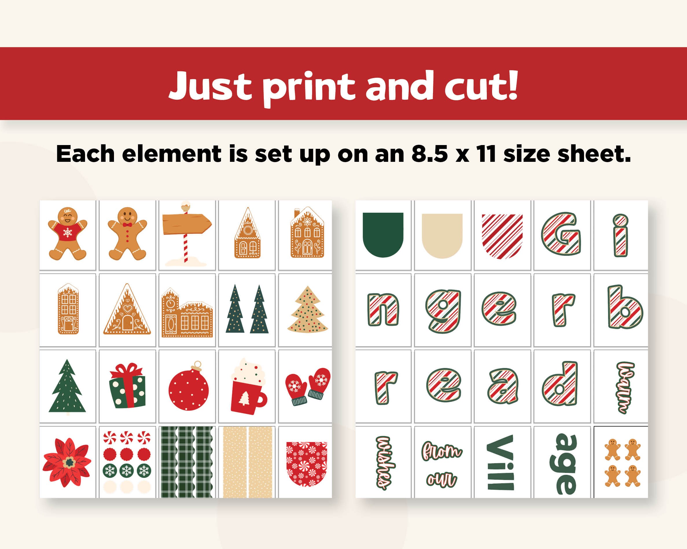 Christmas Bulletin Board Kit, Gingerbread Bulletin Board, Printable ...