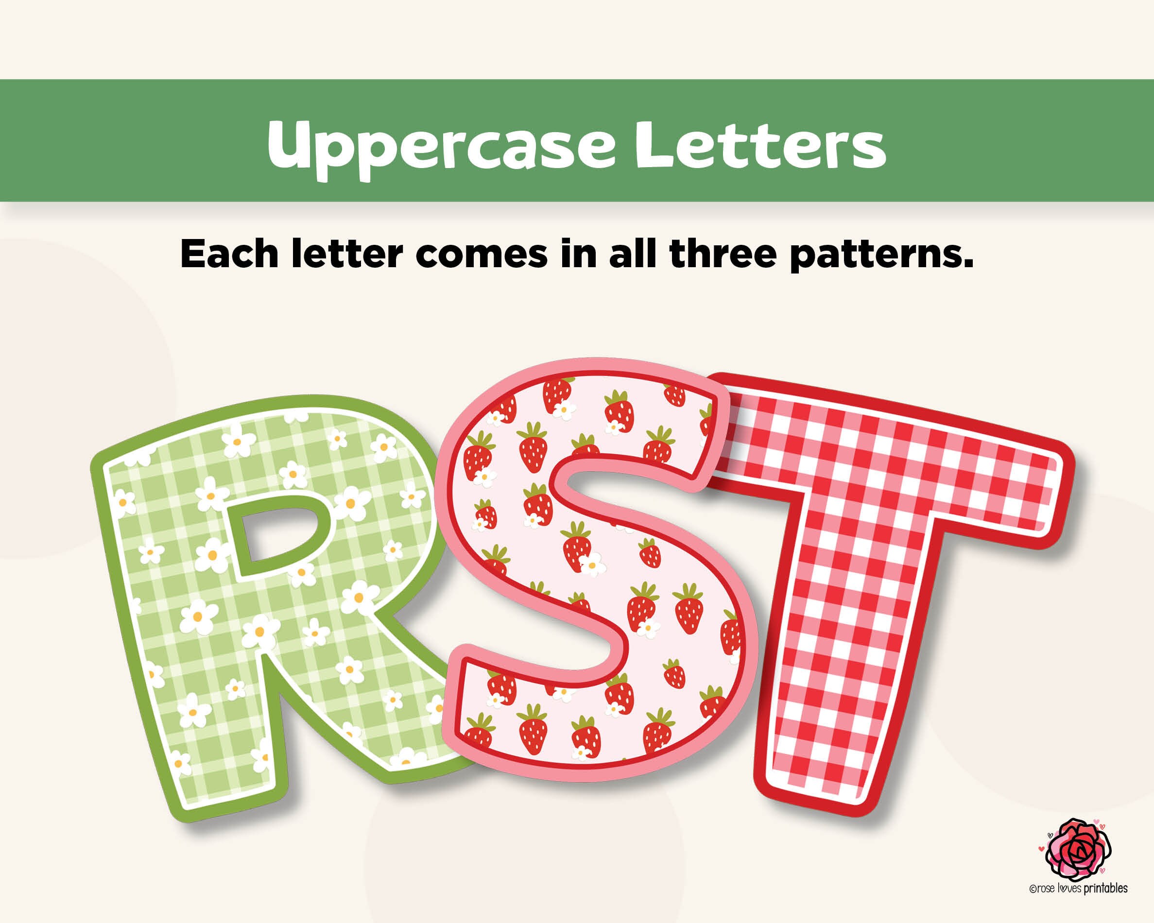 Strawberry Bulletin Board Letters, Strawberry Printable Letters for ...