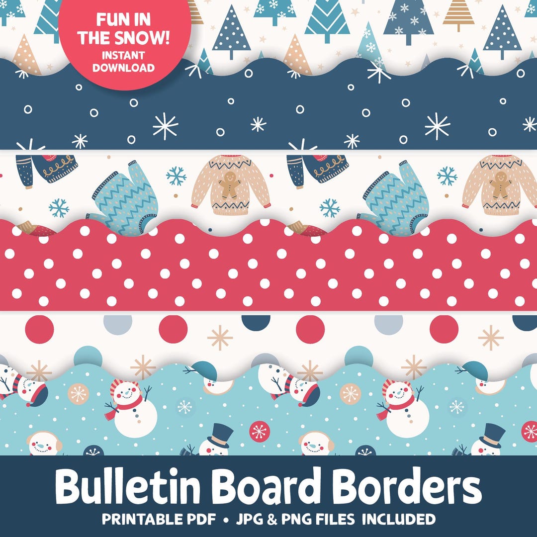 Winter Bulletin Board Border Set, January Bulletin Border, Printable ...