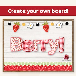 Strawberry Bulletin Board Kit, Summer Bulletin Board, Printable Border ...