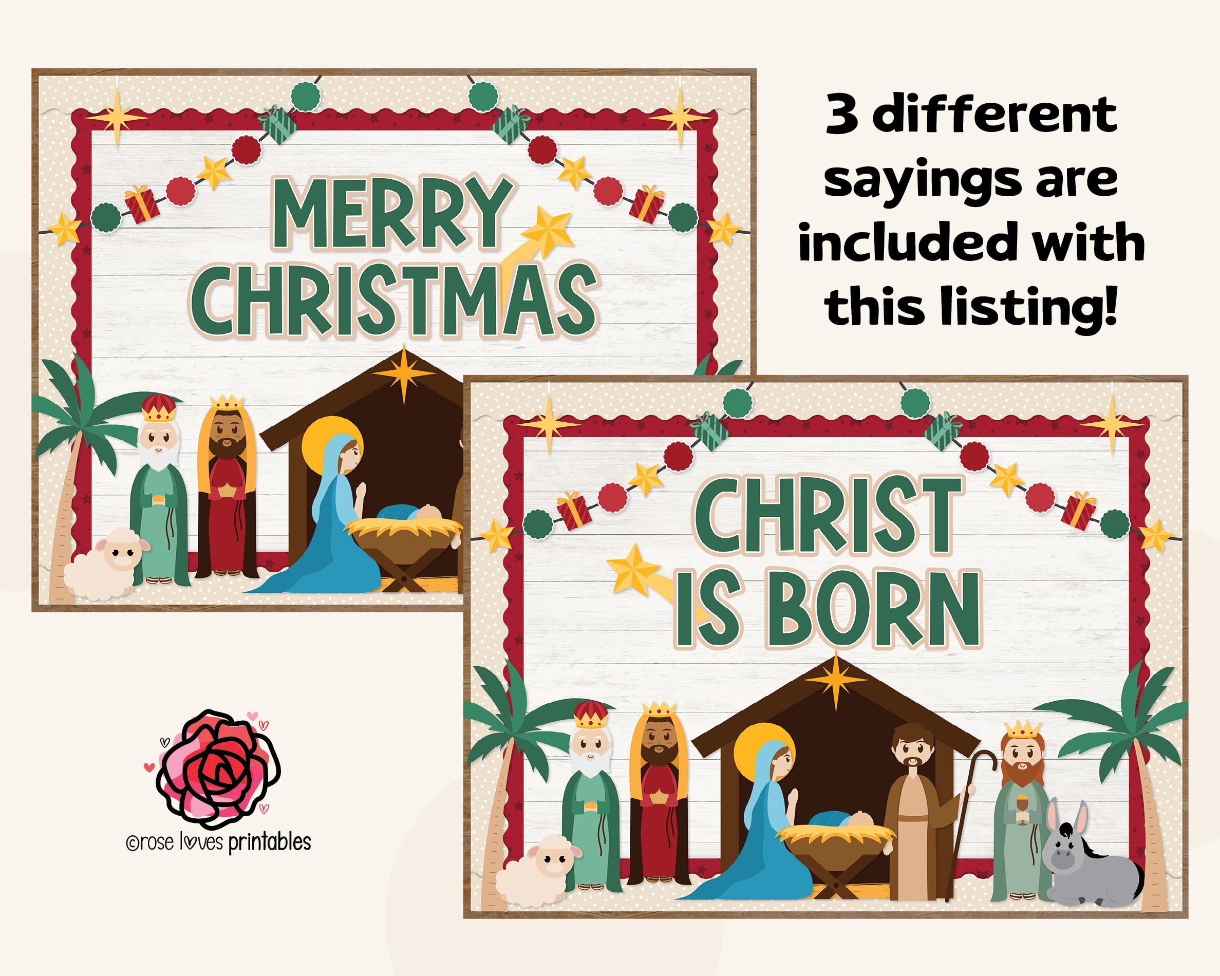 Christmas Bulletin Board, Nativity Bulletin Board Kit, Printable ...