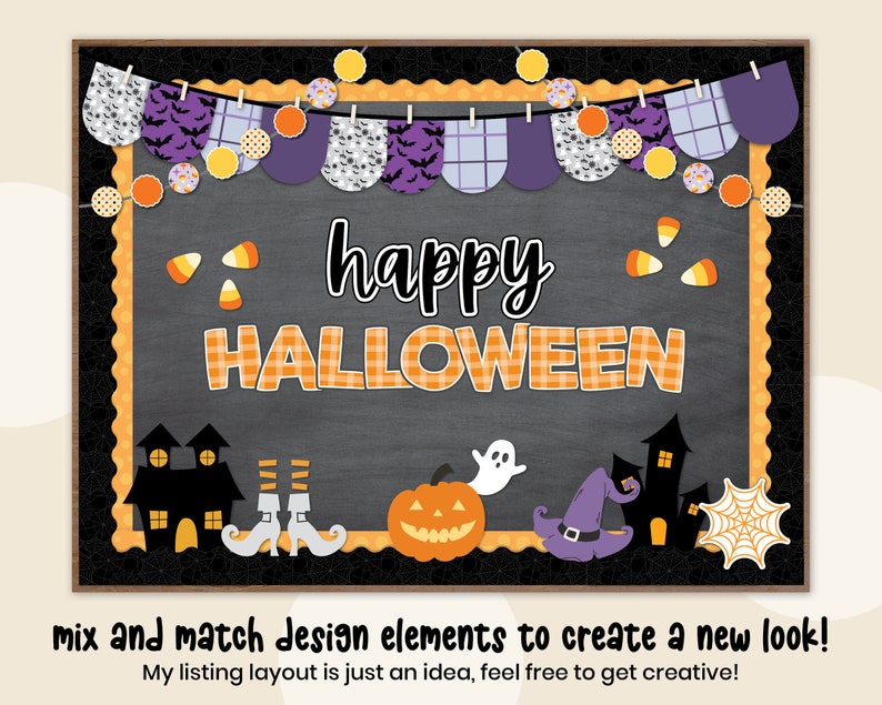 Halloween Bulletin Board Kit, Happy Halloween Bulletin Board, Haunted ...