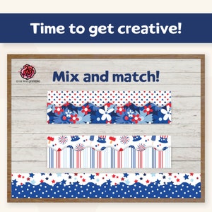 4th of July Bulletin Board Border, Patriotic Bulletin Border, Printable ...
