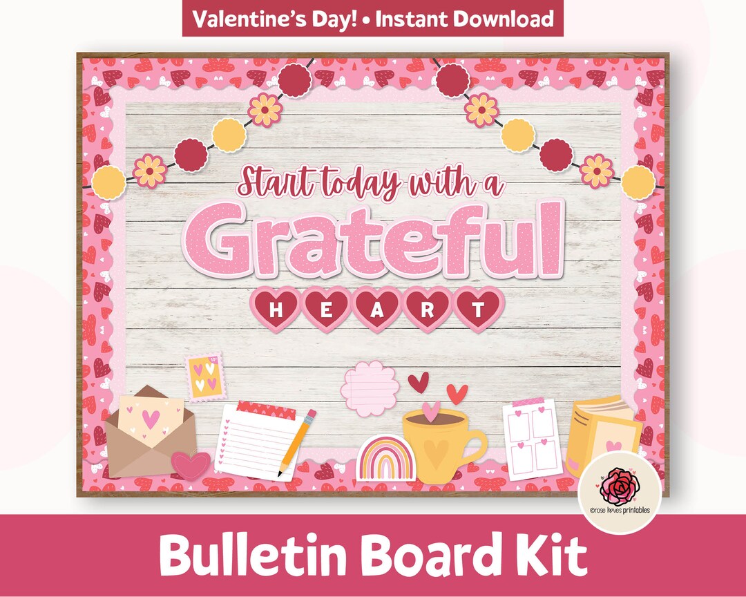 Valentines Bulletin Board Kit, February Printable Bulletin Board for ...
