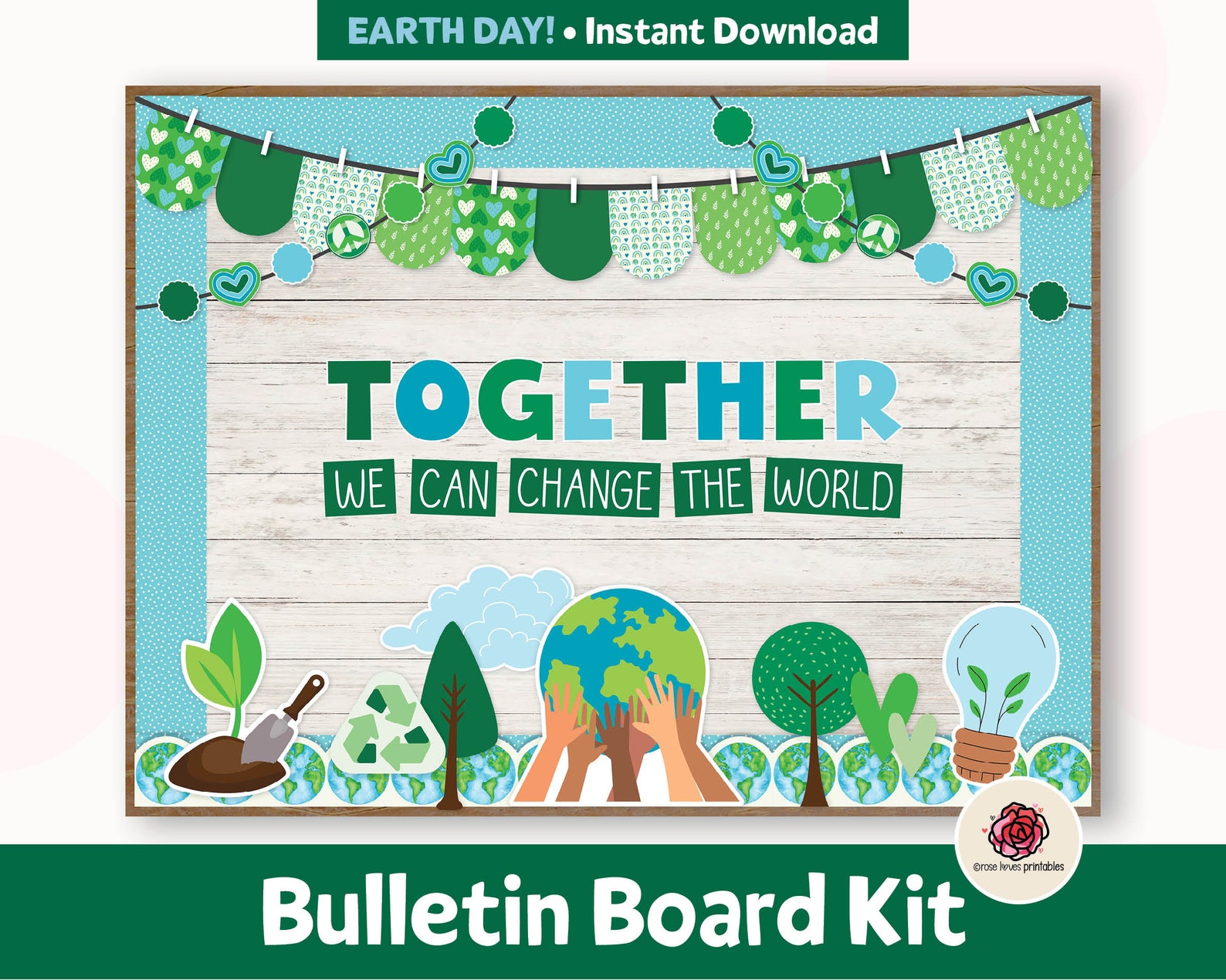 Earth Day Bulletin Board Kit, April Printable Bulletin Board for ...