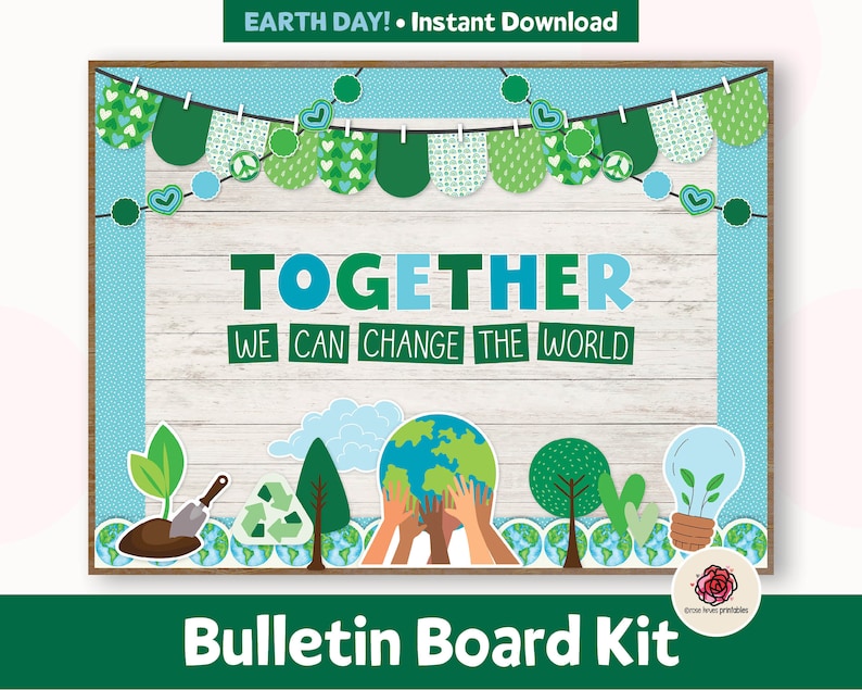 Earth Day Bulletin Board Kit, April Printable Bulletin Board for ...