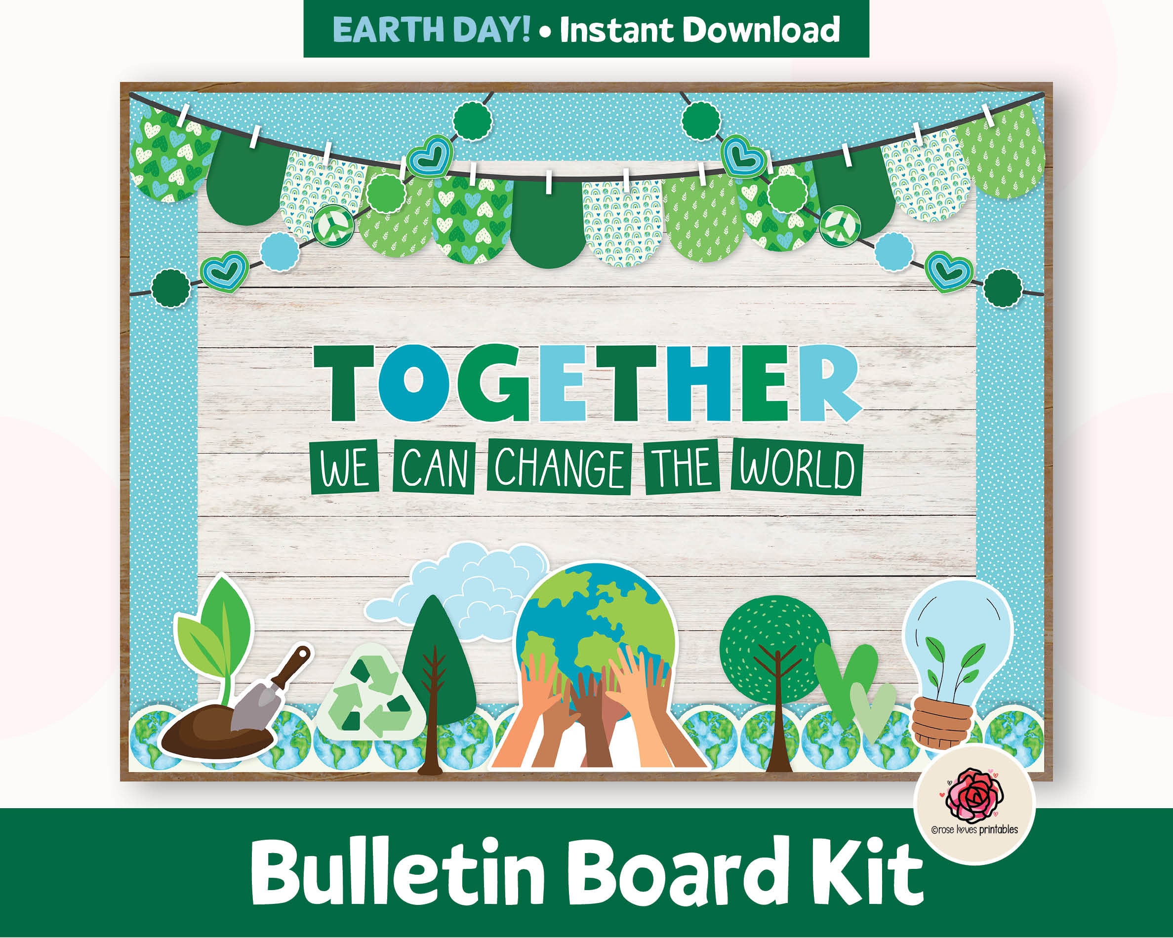 Earth Day Bulletin Board Kit, April Printable Bulletin Board for ...