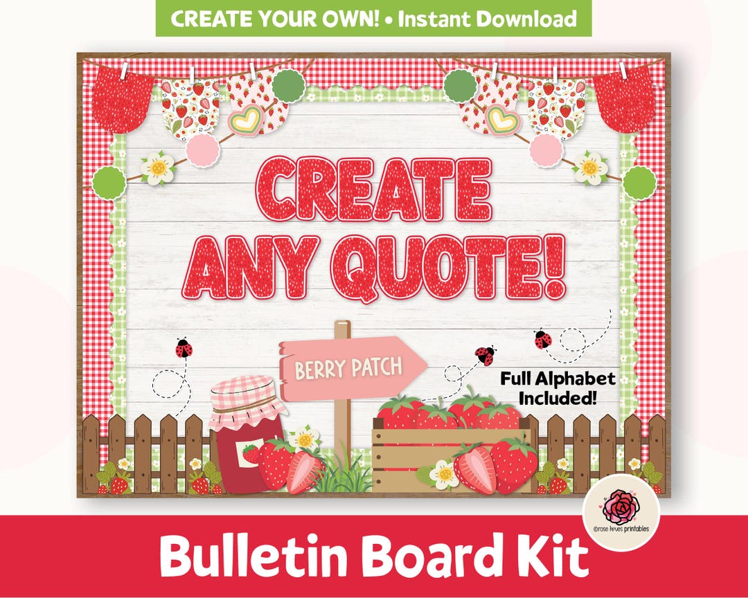Strawberry Bulletin Board Kit, Spring Bulletin Board, Strawberry Summer ...