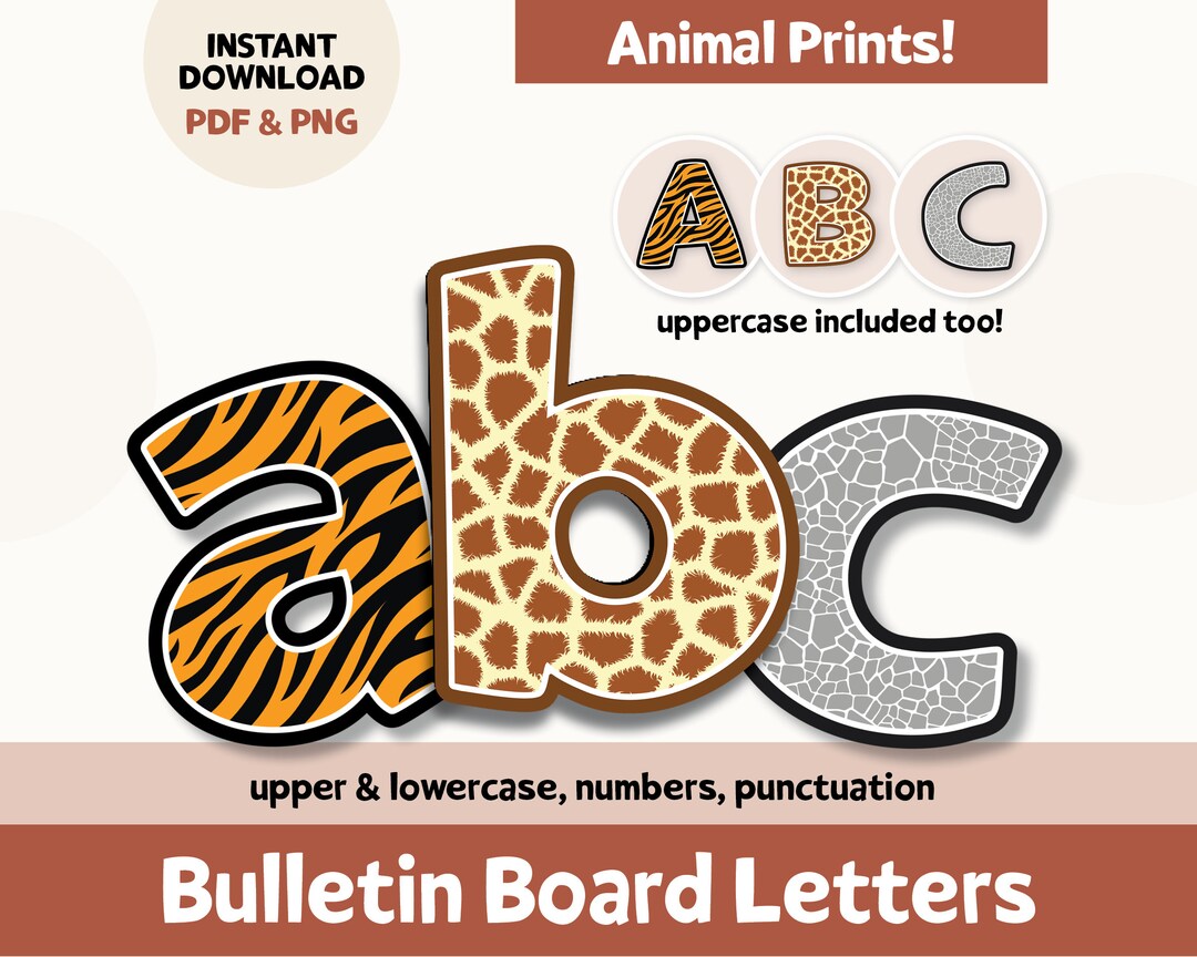 Animal Print Bulletin Board Letters, Safari Printable Letters for ...