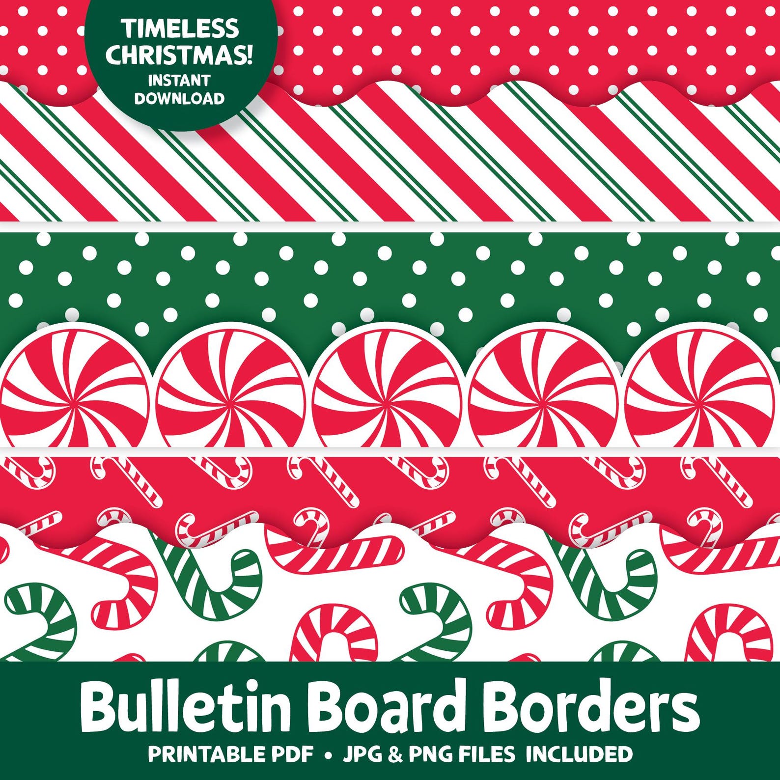 Christmas Bulletin Board Borders: Candy Cane Decor (PDF) - Etsy
