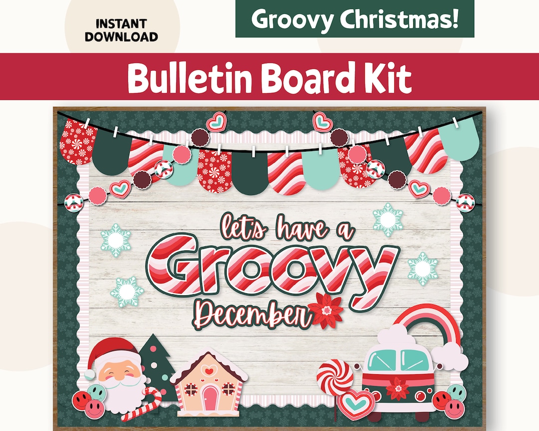 Christmas Bulletin Board Kit, Groovy Bulletin Board, Printable Bulletin ...