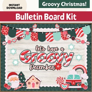 Christmas Bulletin Board Kit, Groovy Bulletin Board, Printable Bulletin ...