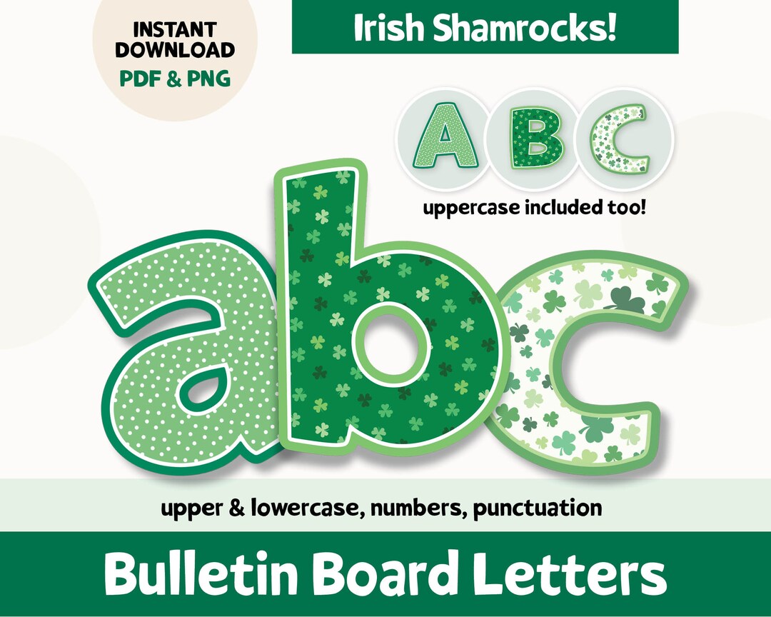 St Patricks Day Bulletin Board Letter Set, March Classroom Decor ...