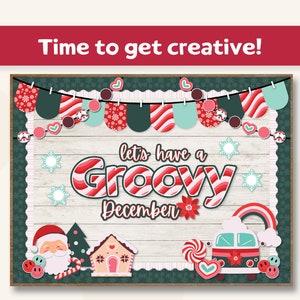 Christmas Bulletin Board Kit, Groovy Bulletin Board, Printable Bulletin ...