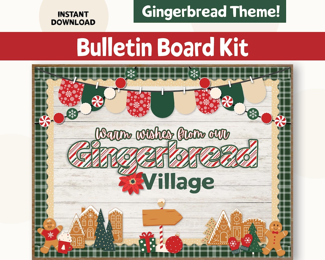 Christmas Bulletin Board Kit, Gingerbread Bulletin Board, Printable ...