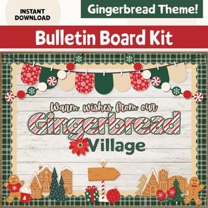 Christmas Bulletin Board Kit, Gingerbread Bulletin Board, Printable ...