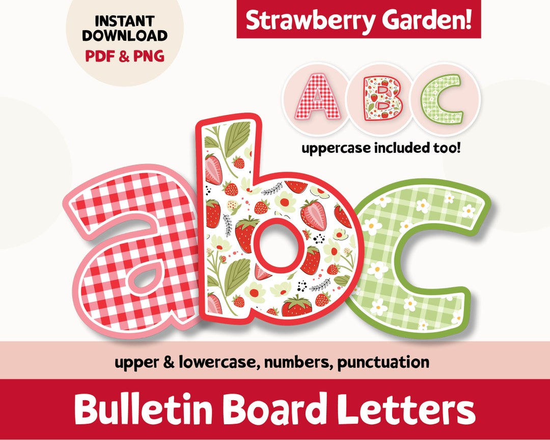 Strawberry Bulletin Board Letters, Strawberry Printable Letters for ...