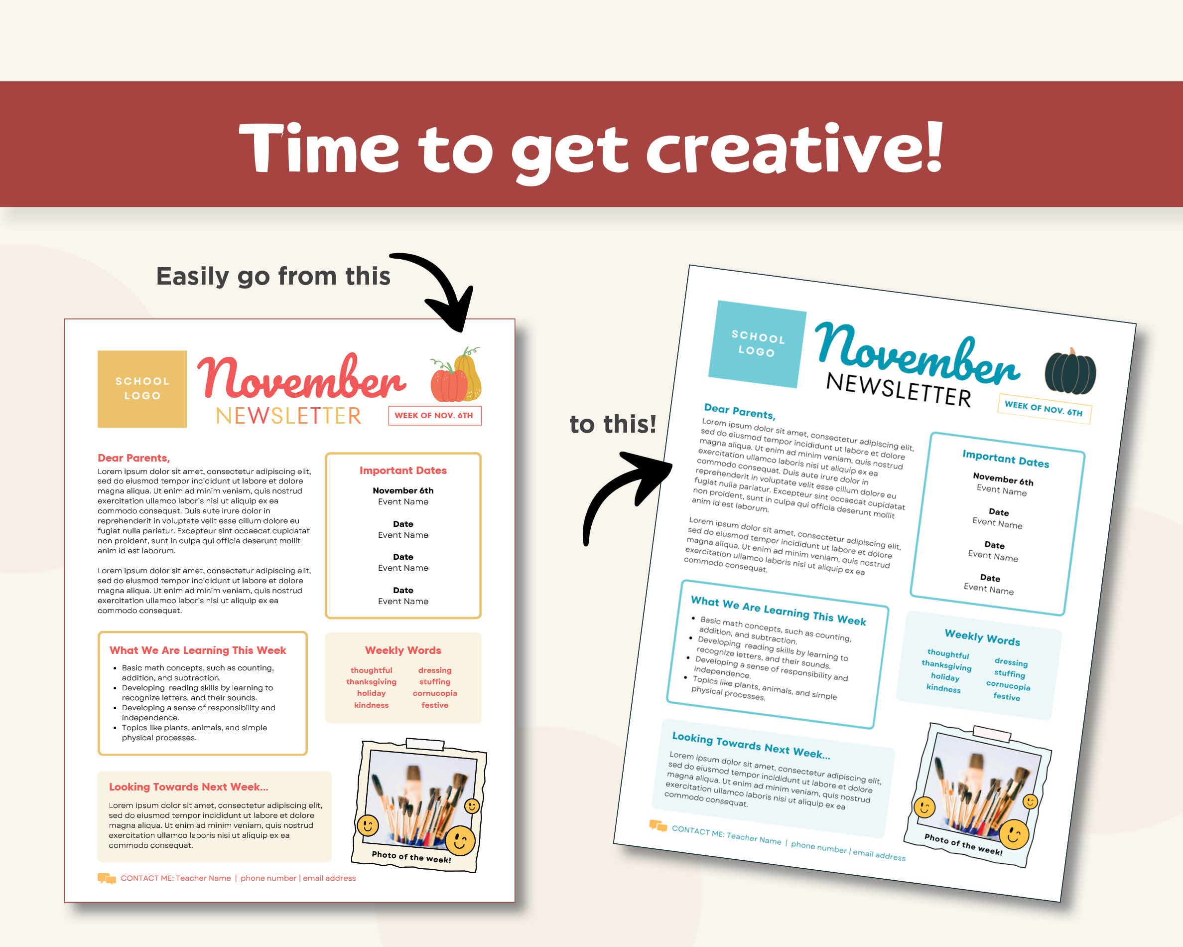 Monthly Classroom Newsletter Template for Parent Communication, Canva ...