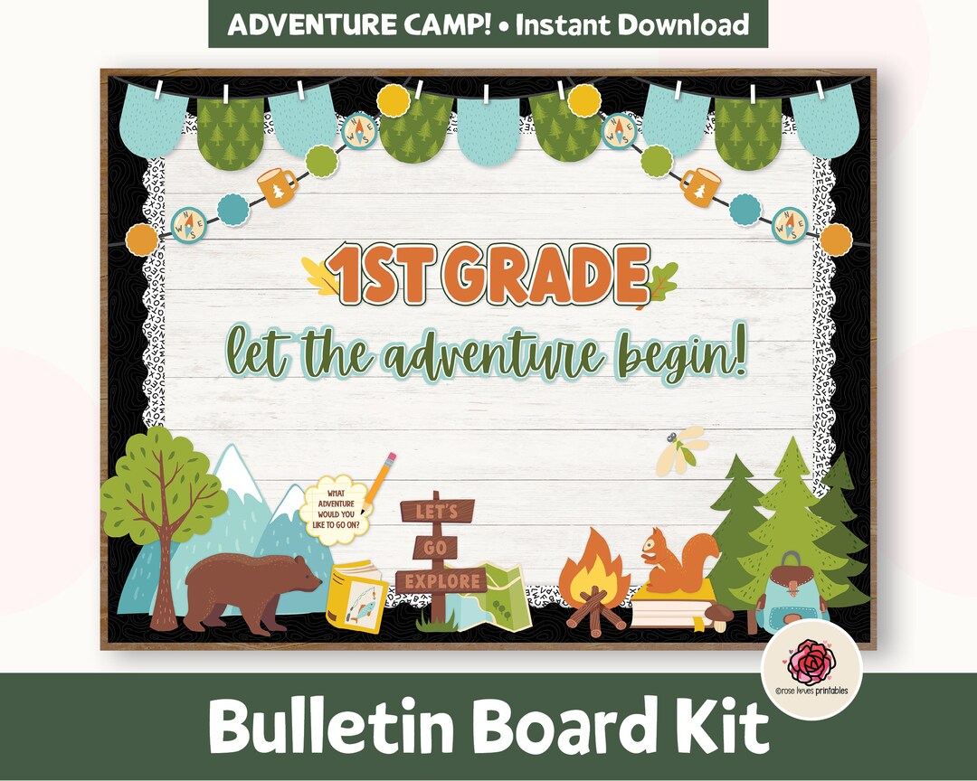 Back to School Bulletin Board Kit, 1st Grade Adventure Printable ...