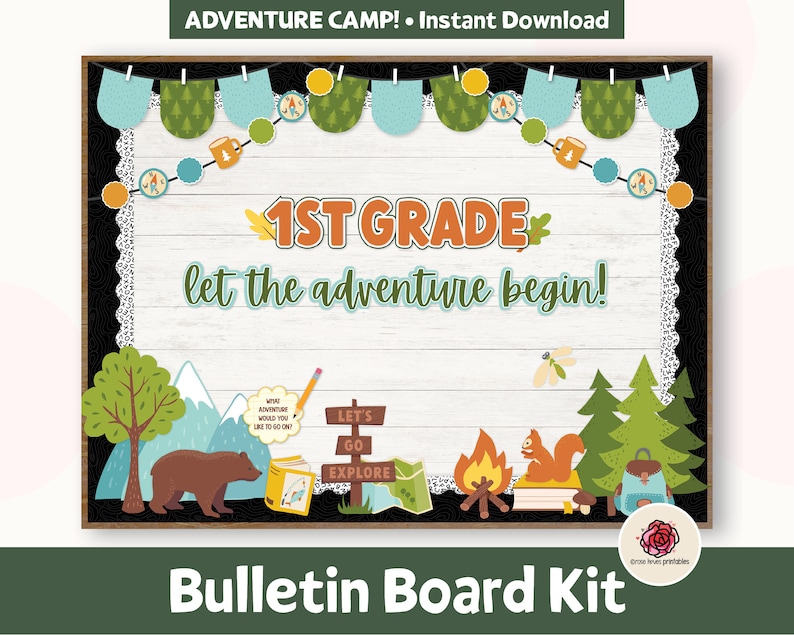 Back to School Bulletin Board Kit, 1st Grade Adventure Printable ...