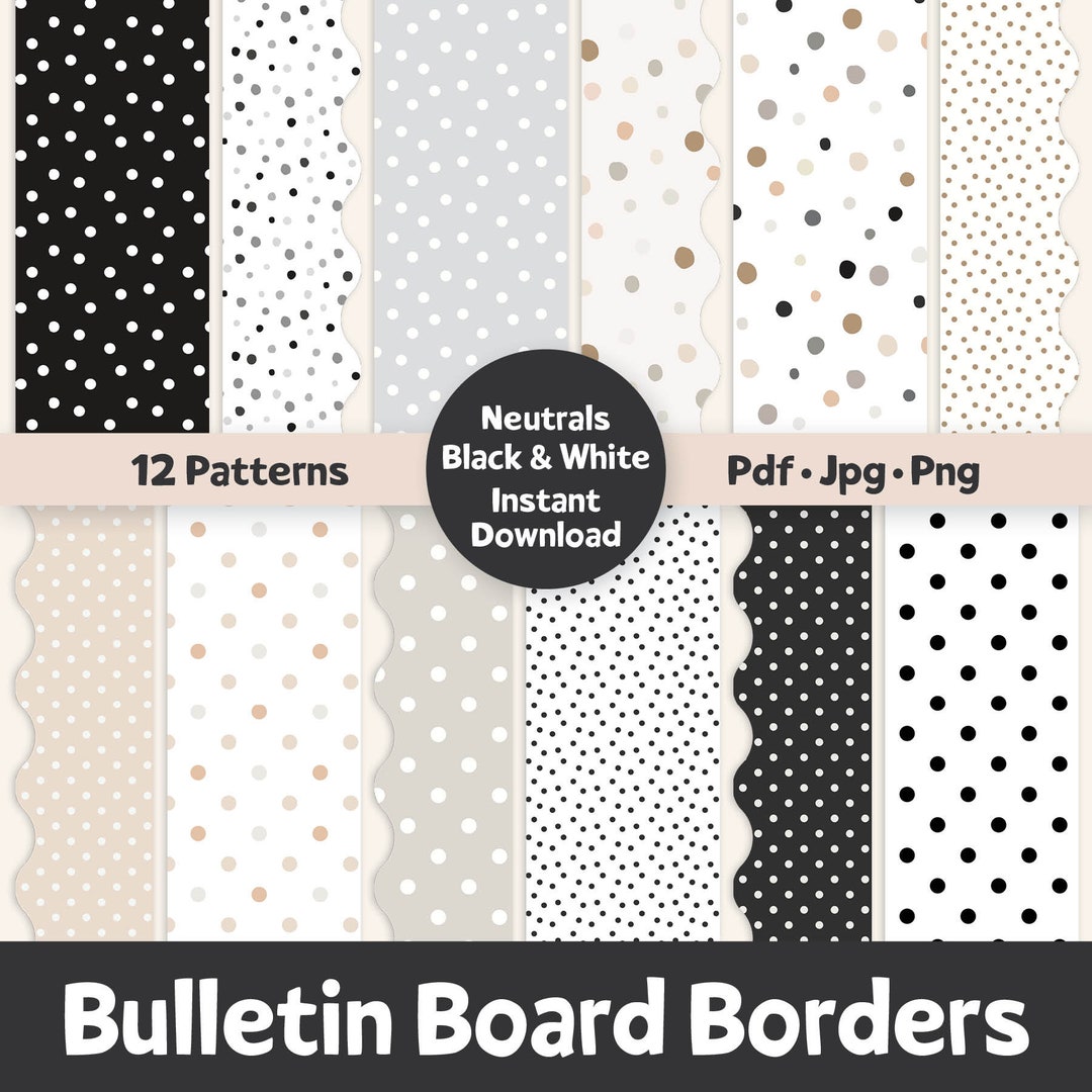 Black and White Bulletin Board Border Set, Black & White Printable ...