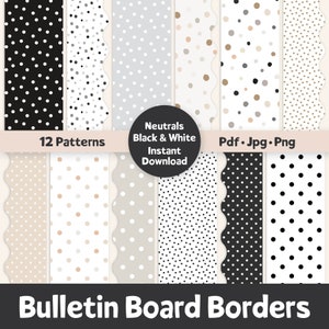 Black and White Bulletin Board Border Set, Black & White Printable ...