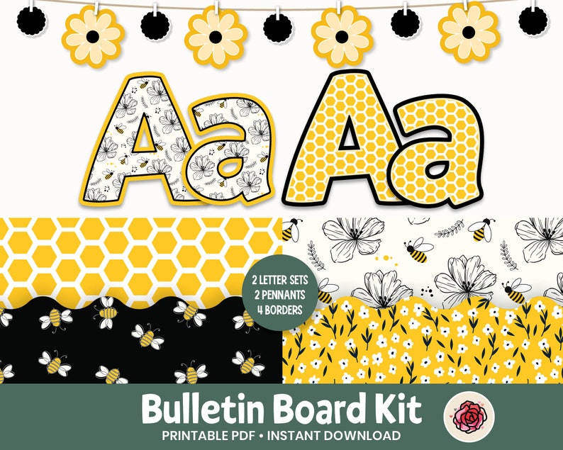 Spring Bulletin Board Kit, Bumble Bee Bulletin Board Letters, Printable ...