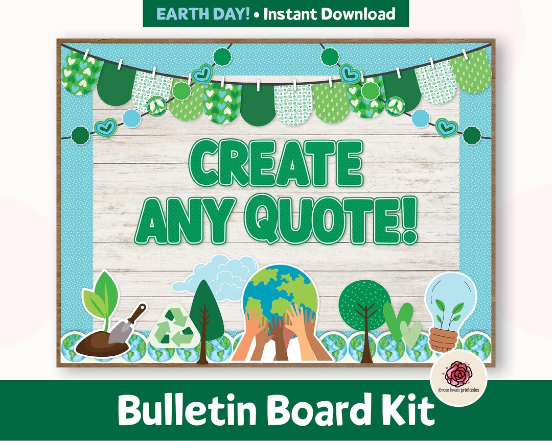 Earth Day Bulletin Board Kit, April Printable Bulletin Board for ...