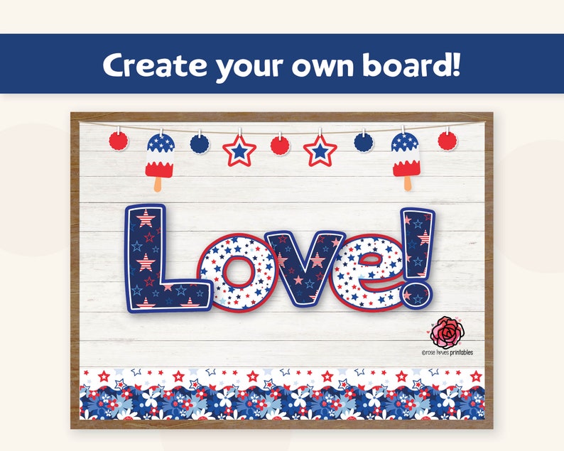 July Bulletin Board Kit, 4th of July Bulletin Board Letters, Printable ...