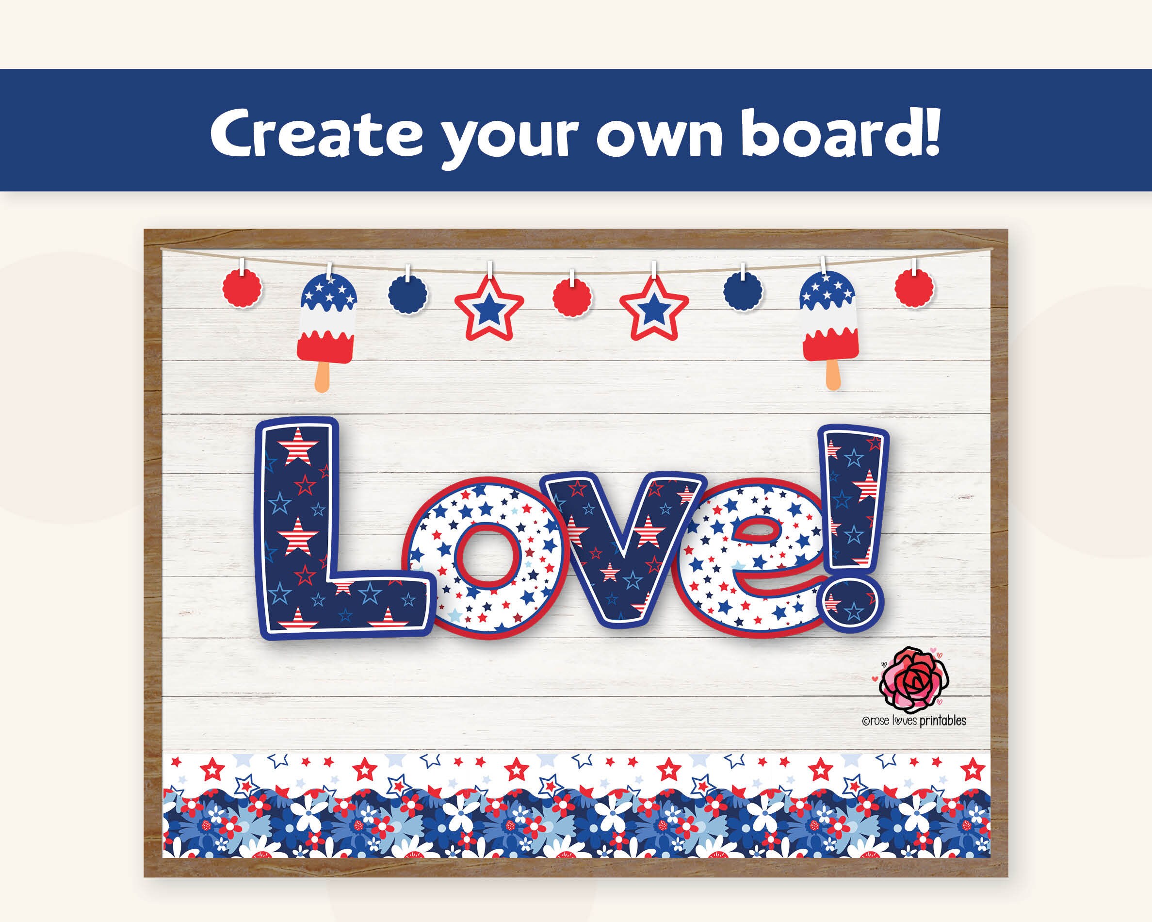 July Bulletin Board Kit, 4th of July Bulletin Board Letters, Printable ...